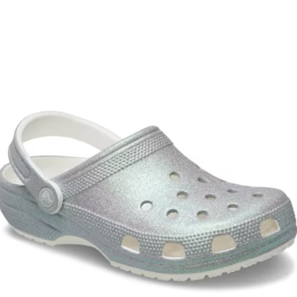 CROCS | Shoes | Crocs Classic Iridescent Silver Glitter Clog | Poshmark